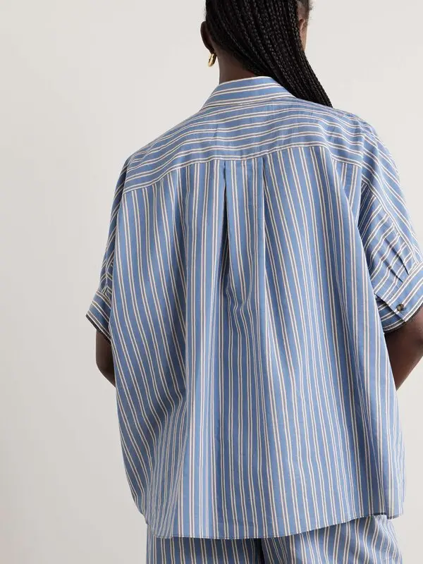 Brunello Cucinelli Striped Bead-embellished Cotton And Silk-blend Shirt