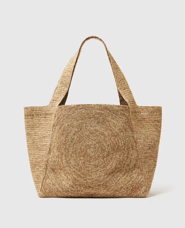 Stella McCartney Large Raffia Tote Bag - Beige