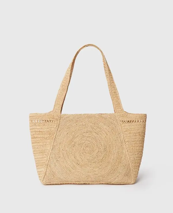 Stella McCartney Logo Raffia Medium Tote Bag - Natural