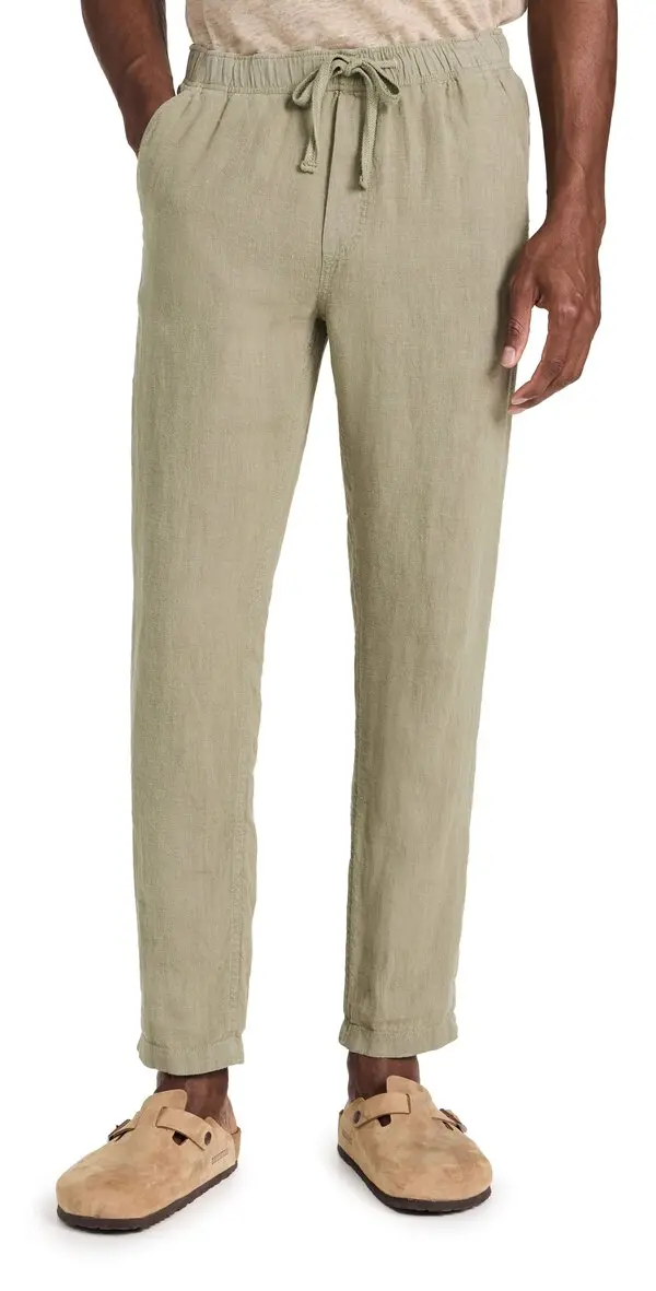 Faherty Brand Linen Drawstring Trousers - Canyon Olive