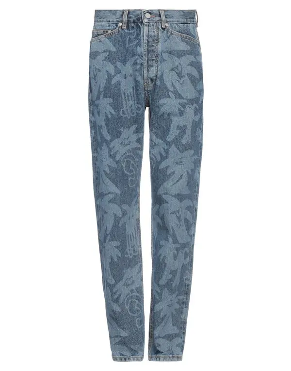Palm Angels Cotton And Leather Jeans