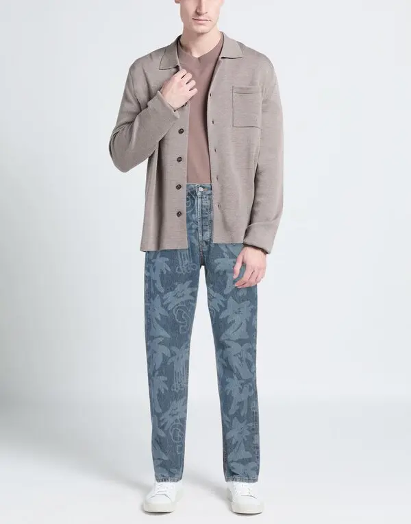 Palm Angels Cotton And Leather Jeans