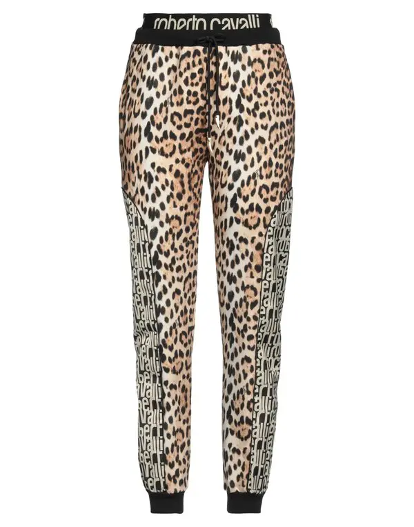 Roberto Cavalli Leopard Print Drawstring Tapered Leg Pants