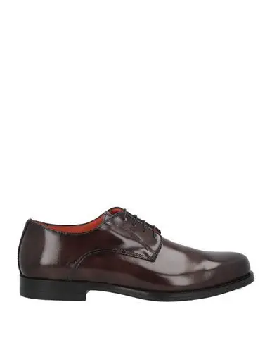 Santoni Leather Lace-up Derby Shoes - Chocolate Brown
