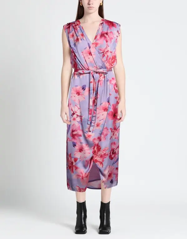 Pinko Midi Satin Floral-print Dress