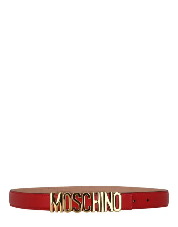Red Moschino name belt Moschino Red Leather Classic Logo Belt 95 CM Moschino | TLC main image 4