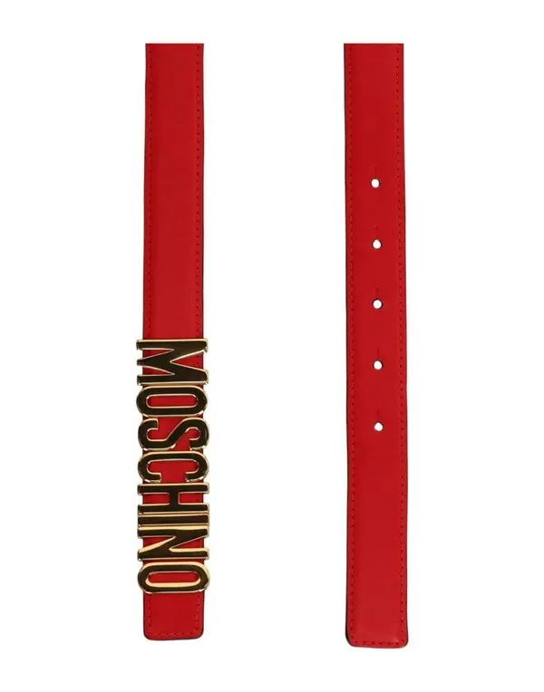 Red Moschino name belt Moschino Red Leather Classic Logo Belt 95 CM Moschino | TLC main image 3