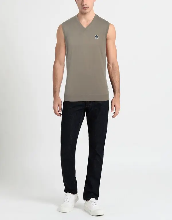 NORTH SAILS Knitted Cotton Sleeveless Sweater - Beige