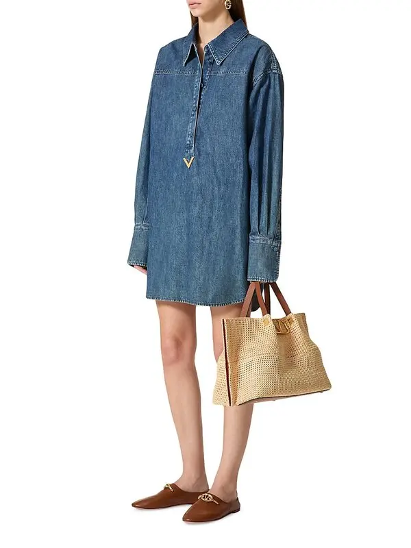 Valentino Garavani Straw Tote Bag - Saddle Brown Natural