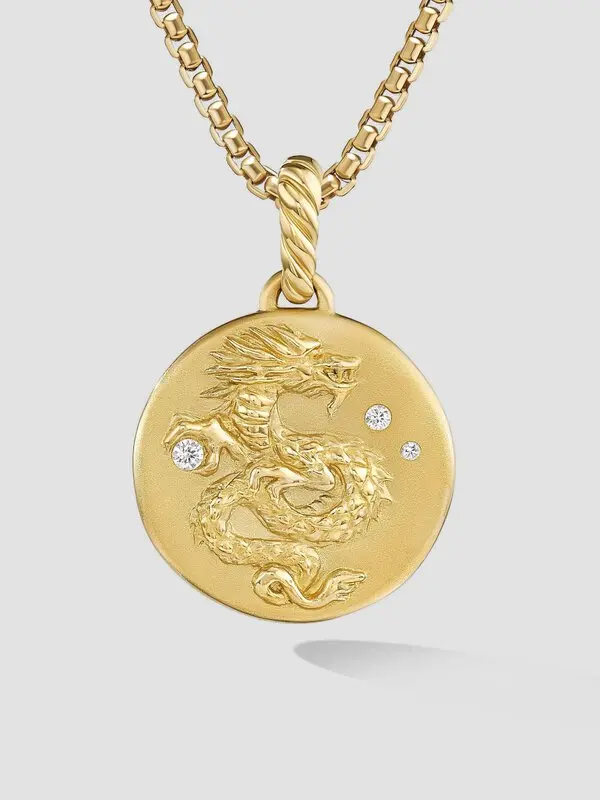 David Yurman Dragon Amulet In 18k Yellow Gold With Diamonds - Diamond