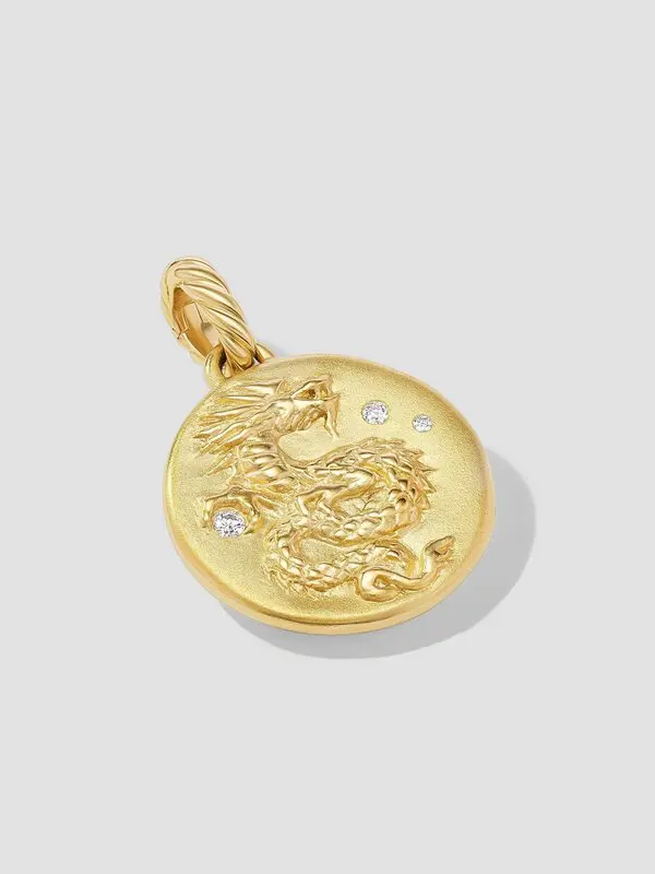 David Yurman Dragon Amulet In 18k Yellow Gold With Diamonds