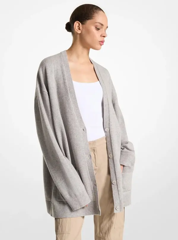 Michael Kors Oversized Cashmere Cardigan - Grey