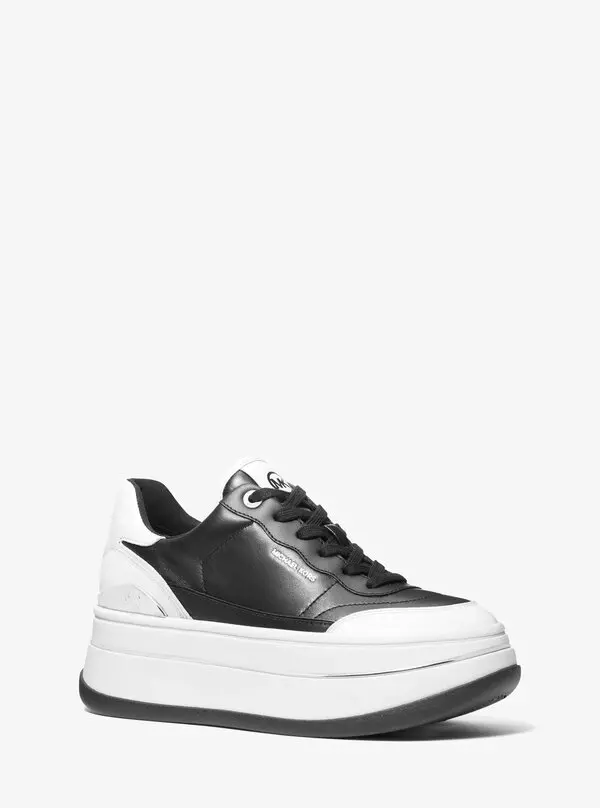 Michael Kors Hayes Two-tone Leather Platform Sneakers - Black