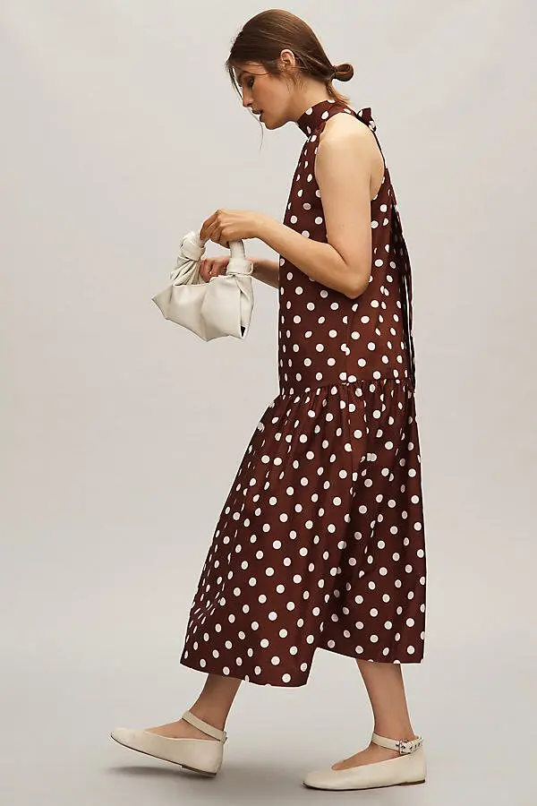 maeve halter ruched midi dress Maeve Halter Ruched Midi Dress