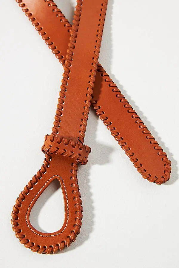 NWOT Anthropologie Whipstitch Adjustable Leather Belt Size M Anthropologie Brown Belts for Women for sale | eBay main image 3