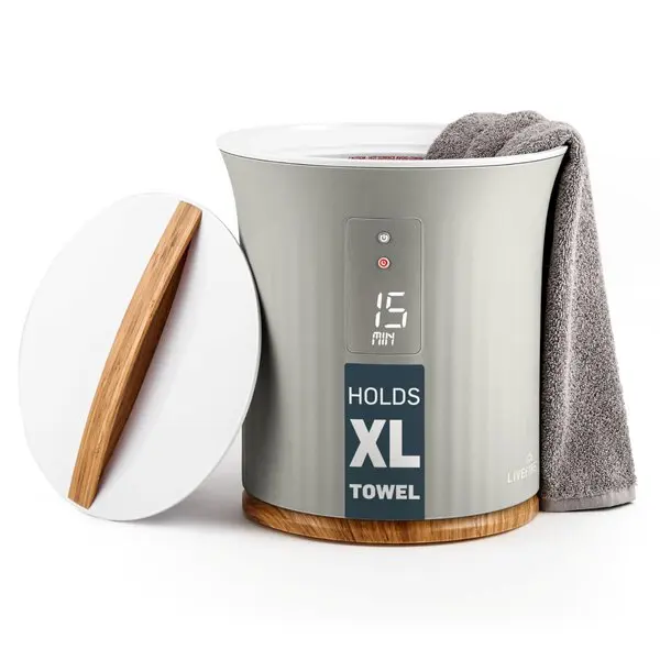 LIVEFINE Towel Warmer Bucket Style Heater W/led Display 40" X 70" Towel - Grey