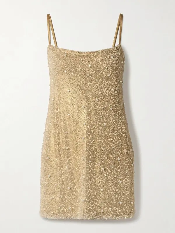 Sara Cristina Mare Embellished Tulle Mini Dress In Gold - 50% Off |  Editorialist
