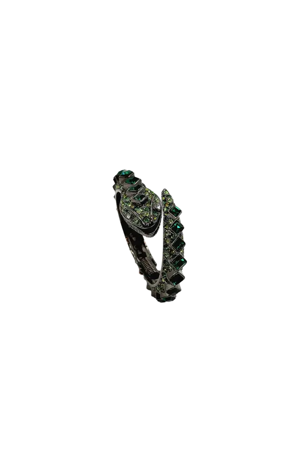 KENNETH JAY LANE Gunmetal & Emerald Snake Bracelet - Natural