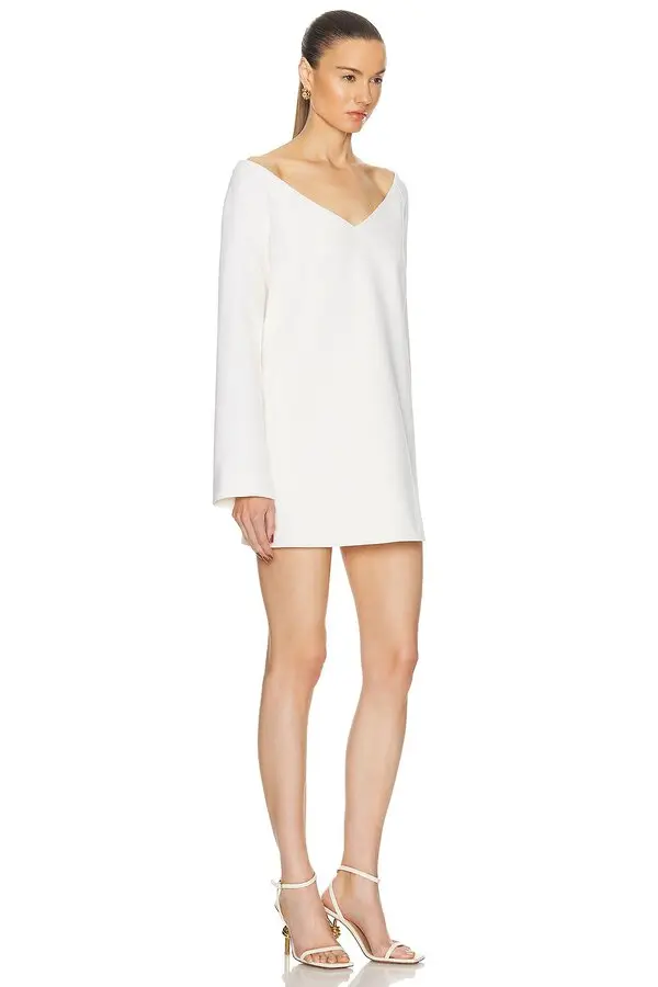 Brandon Maxwell The Zayna Off The Shoulder Mini Dress W/ Long Slv In Ivory  - 30% Off | Editorialist
