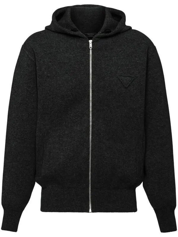 Prada Cashmere Knitted Zip-up Hoodie