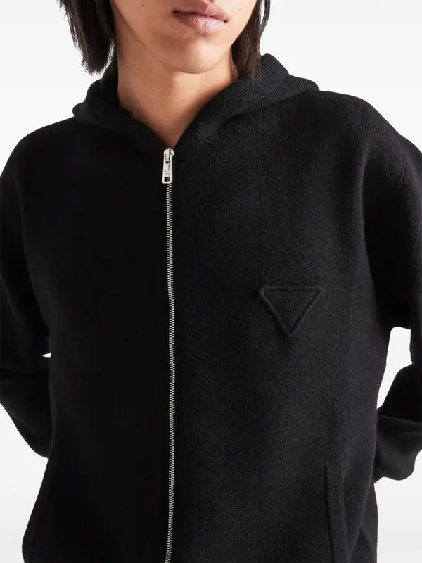 Prada Cashmere Knitted Zip-up Hoodie