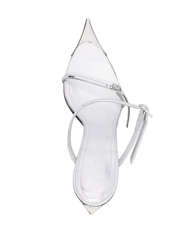 MUGLER 100mm Metallic-leather Mules - Silver