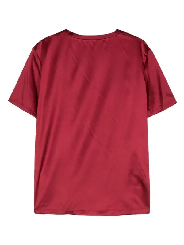 BLANCA VITA Crew-neck Satin T-shirt - Red