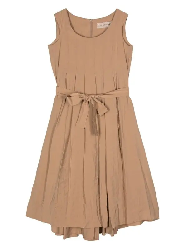 BLANCA VITA Sleeveless Pleated Midi Dress - Neutrals