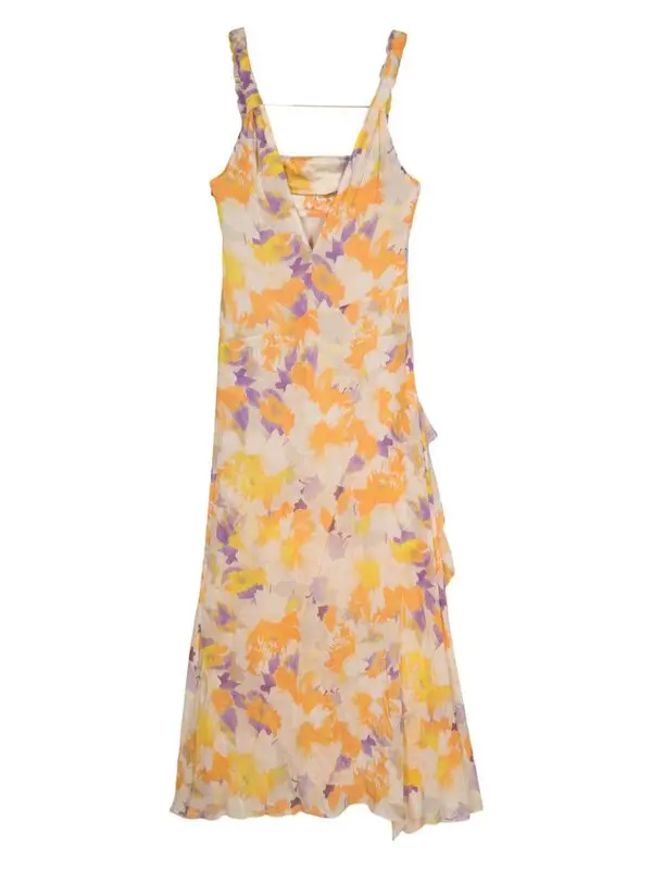Patrizia Pepe Floral-print Crepe Maxi Dress - Orange