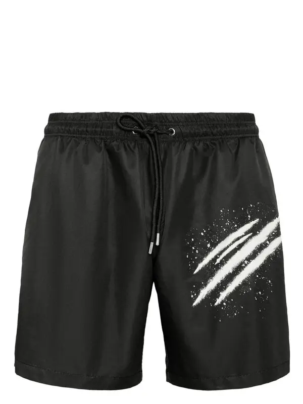 PLEIN SPORT Spray Logo Print Swim Shorts - Black