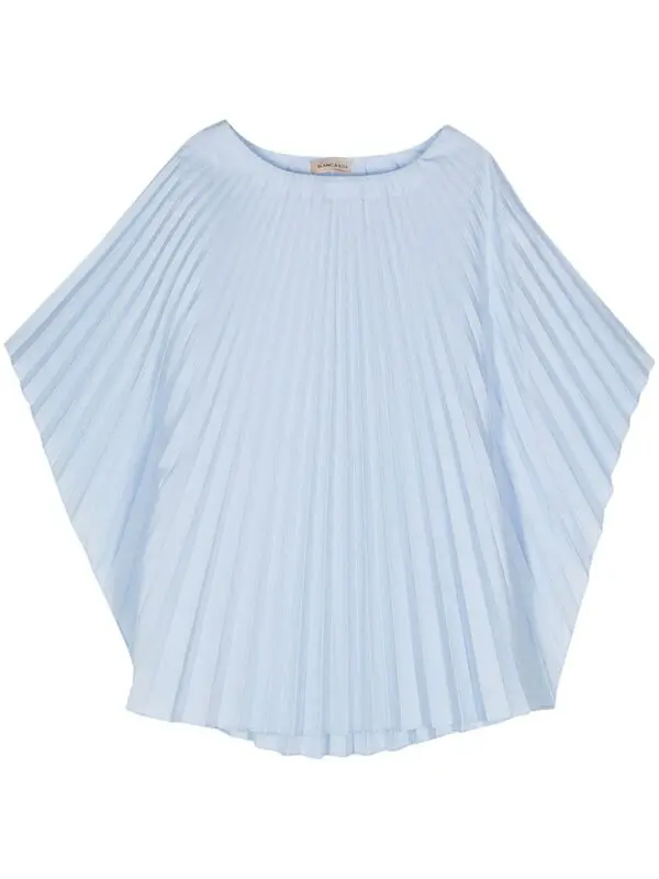 BLANCA VITA Boat-neck Pleated Blouse