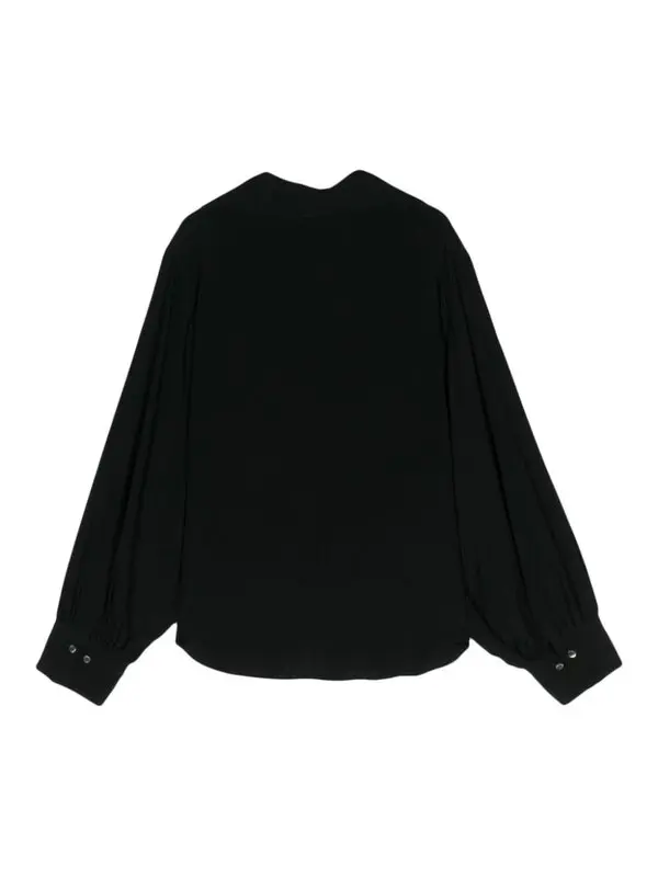 BLANCA VITA Long-sleeved Crepe Blouse - Black