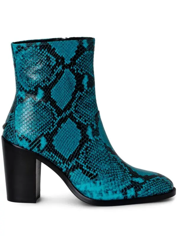 Zadig&Voltaire 85mm Snakeskin-effect Ankle Boots - Blue