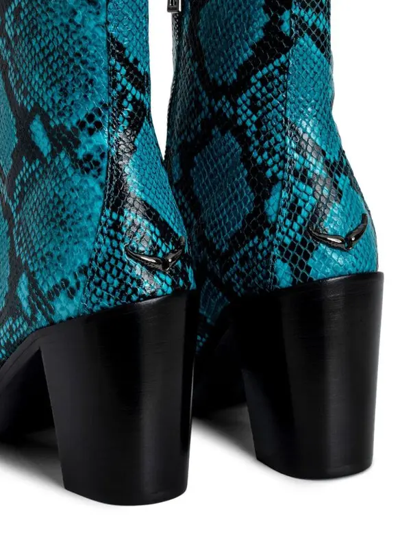 Zadig&Voltaire 85mm Snakeskin-effect Ankle Boots - Blue