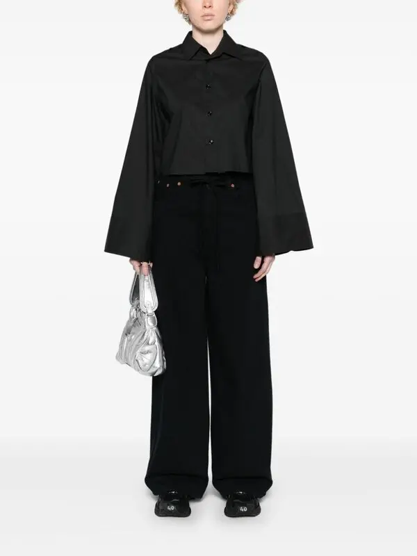 MAISON MARGIELA Extra-long Sleeve Cropped Shirt - Black