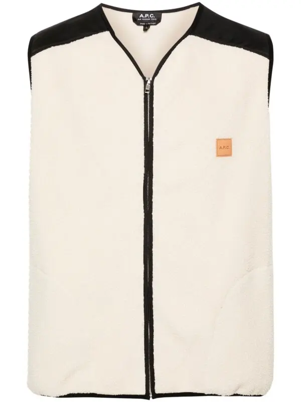 A.p.c. Nate Colour-block Fleece Gilet - Neutrals