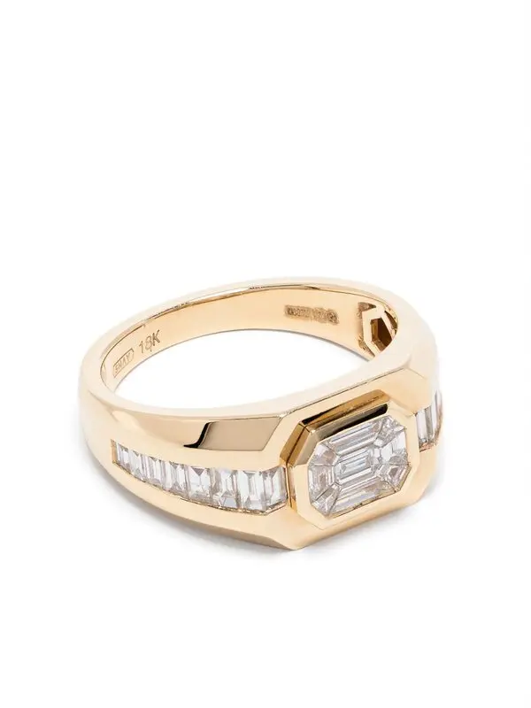 Shay 18k Yellow Illusion Diamond Signet Ring - Gold