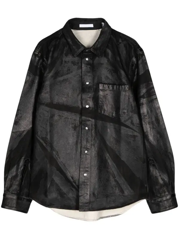 Helmut Lang Foil-print Denim Shirt Jacket