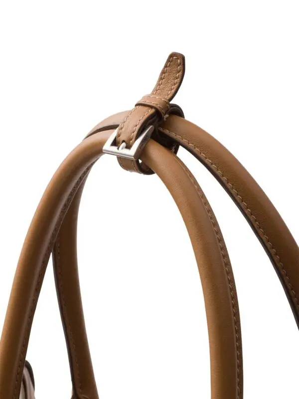 Prada Double-belt Leather Handbag - Brown