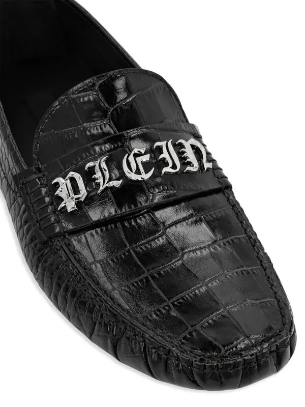 Philipp Plein Crocodile-embossed Leather Loafers
