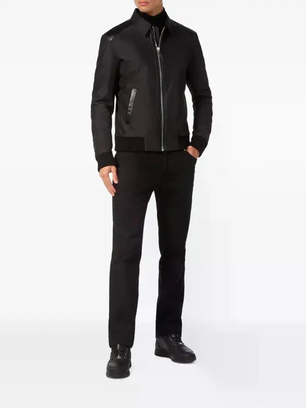 BILLIONAIRE Leather-trim Bomber Jacket