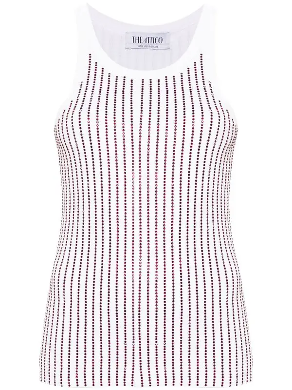 Attico Crystal-embellished Tank Top - White