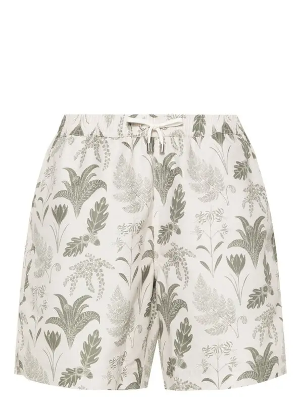 Sunspel Leaf-print Swim Shorts - Neutrals
