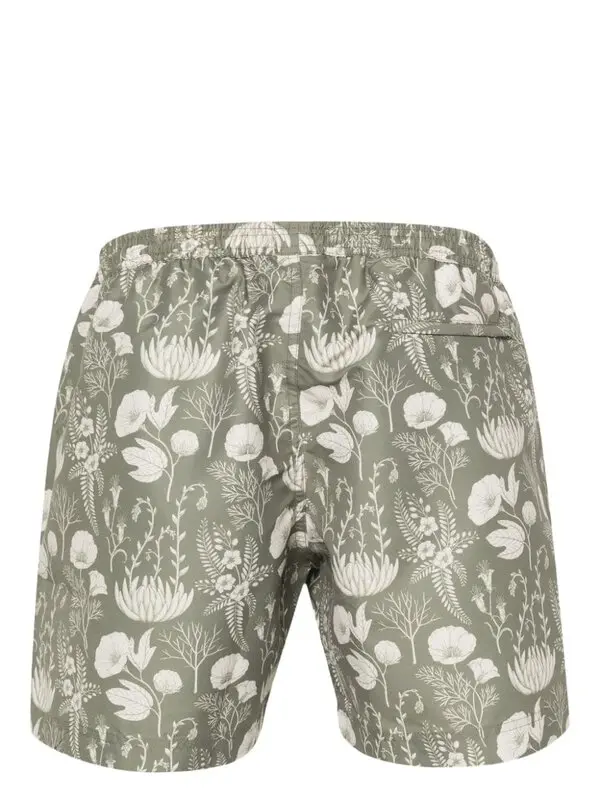 Sunspel Leaf-print Swim Shorts - Green