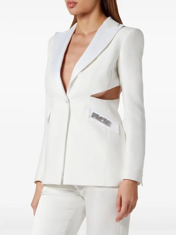 Philipp Plein Cut-out Embellished Blazer - White