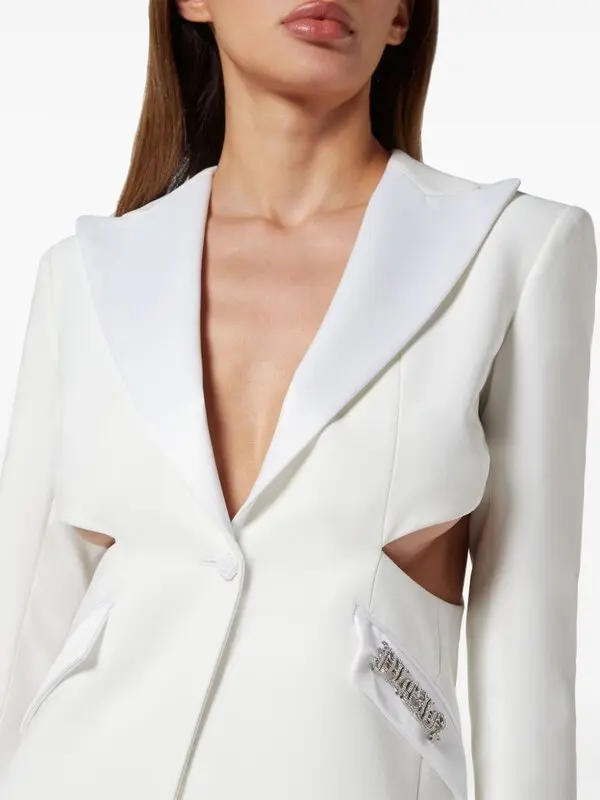 Philipp Plein Cut-out Embellished Blazer - White