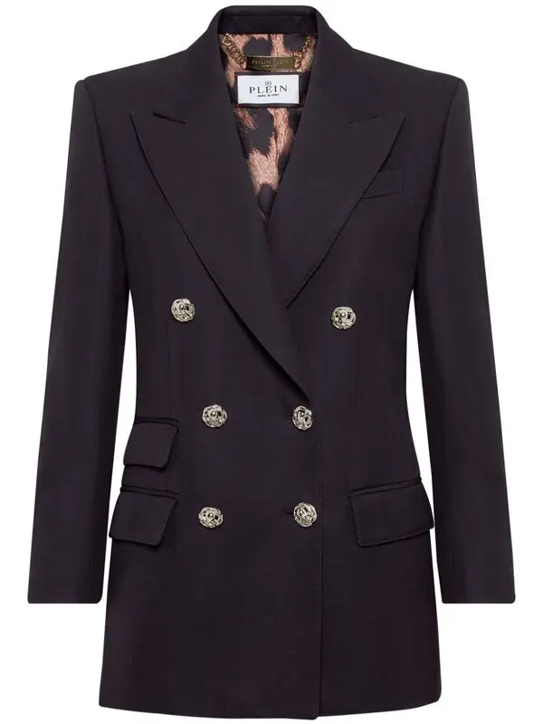 Philipp Plein Double-breasted Wool Blazer - Blue