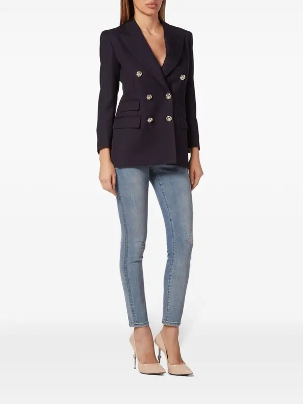 Philipp Plein Double-breasted Wool Blazer - Blue