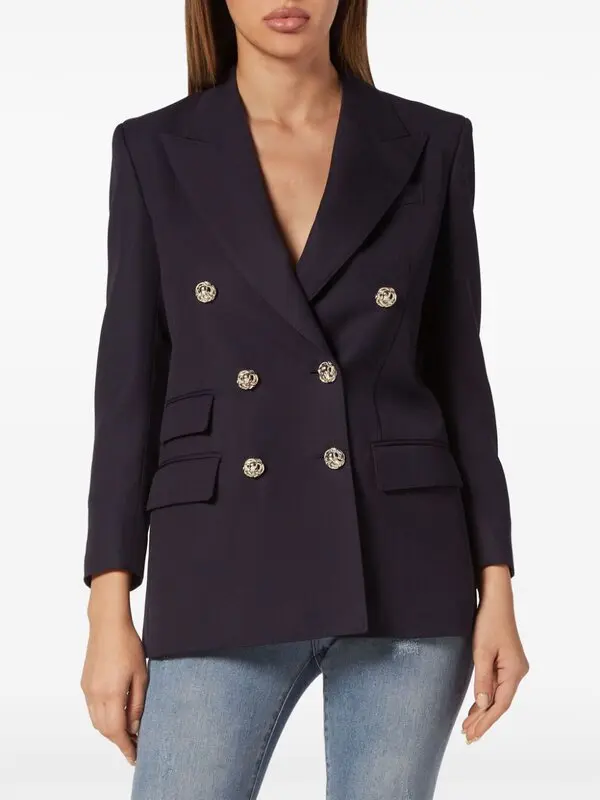 Philipp Plein Double-breasted Wool Blazer - Blue
