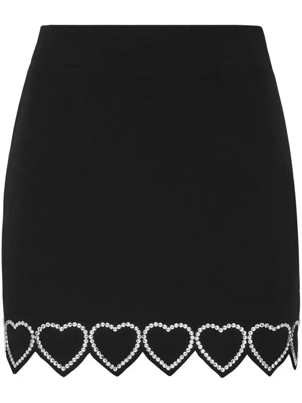 Philipp Plein Heart-embellished Mini Skirt - Black